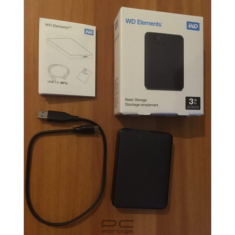 Hard disk extern WD Elements Portable 3TB USB 3.0 Black - PC Garage