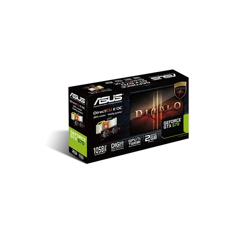 Placa video ASUS GeForce GTX 670 DirectCU II OC 2GB GDDR5 256-bit - PC Garage