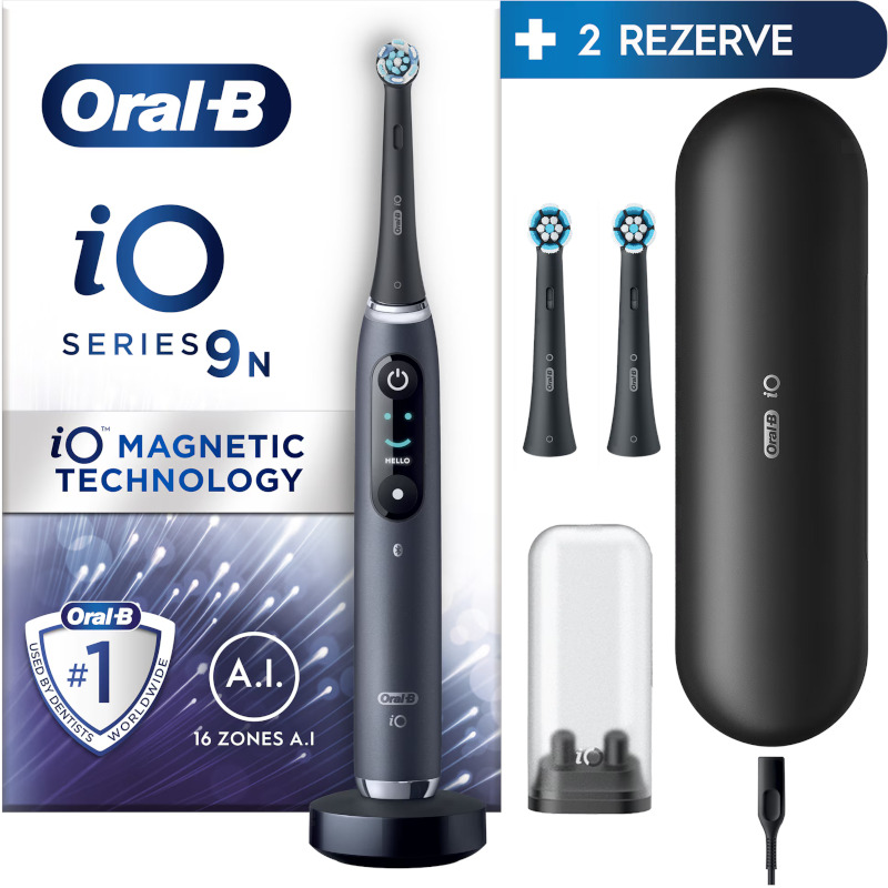 Oral-B Periuta de dinti electrica iO9 Negru + Trusa de calatorie + 2x Rezerve - PC Garage