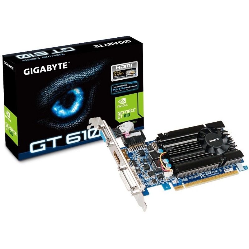 Placa video GIGABYTE GeForce GT 610 1GB DDR3 64-bit low profile - PC Garage
