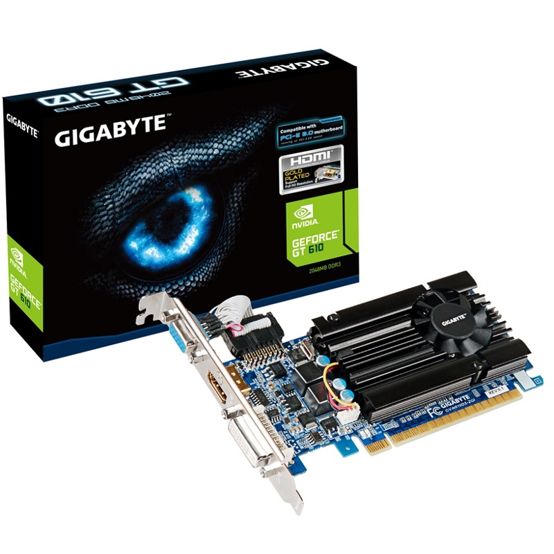 Placa video GIGABYTE GeForce GT 610 2GB DDR3 64-bit low profile - PC Garage