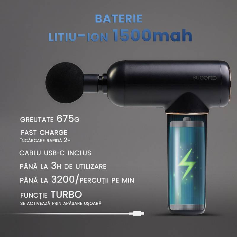 Suporto Pistol masaj profesional, gun cu percutii pentru relaxare si ...